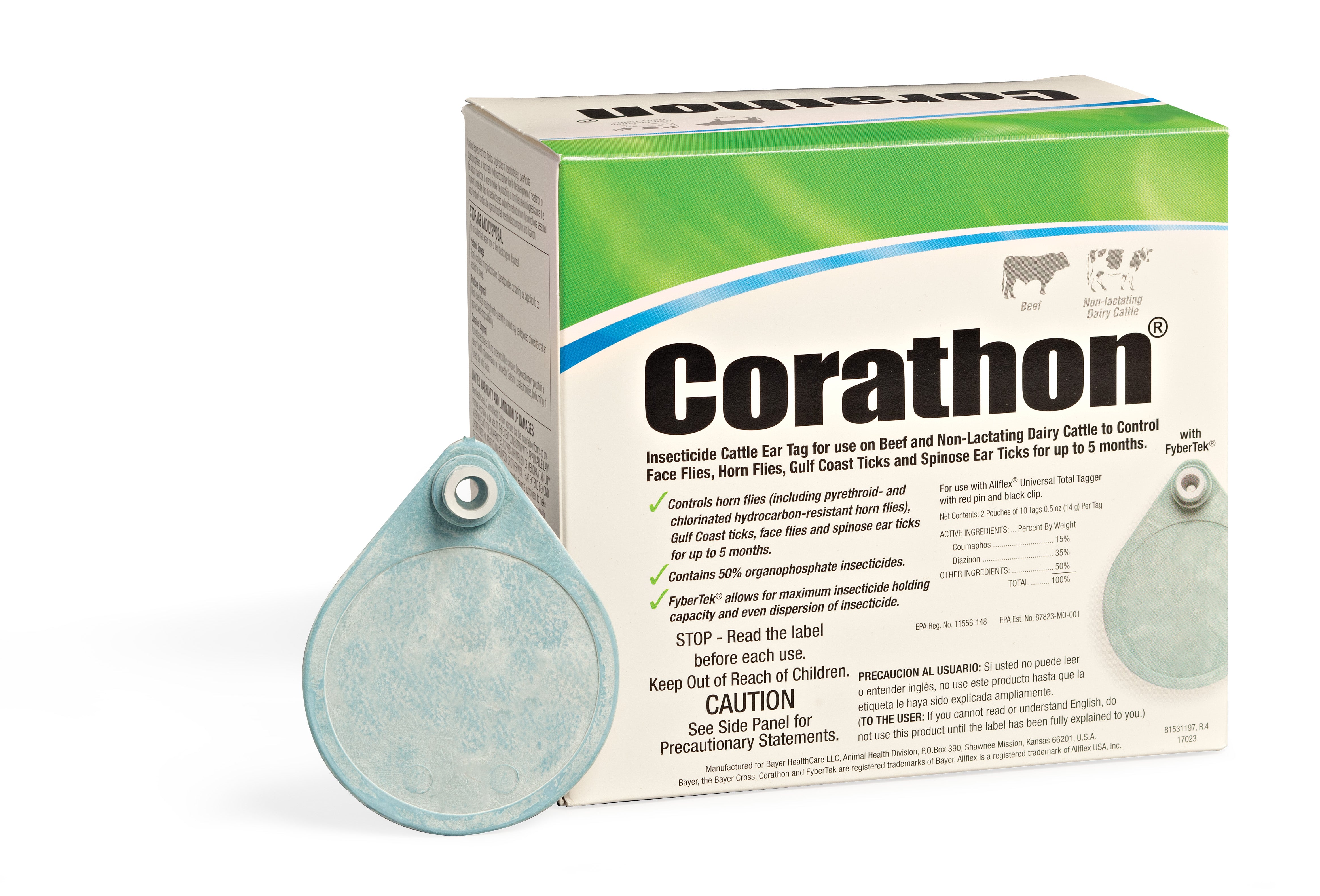 Elanco Corathon Fly & Insect Control Cattle Ear Tags with FyberTek | 2 ...