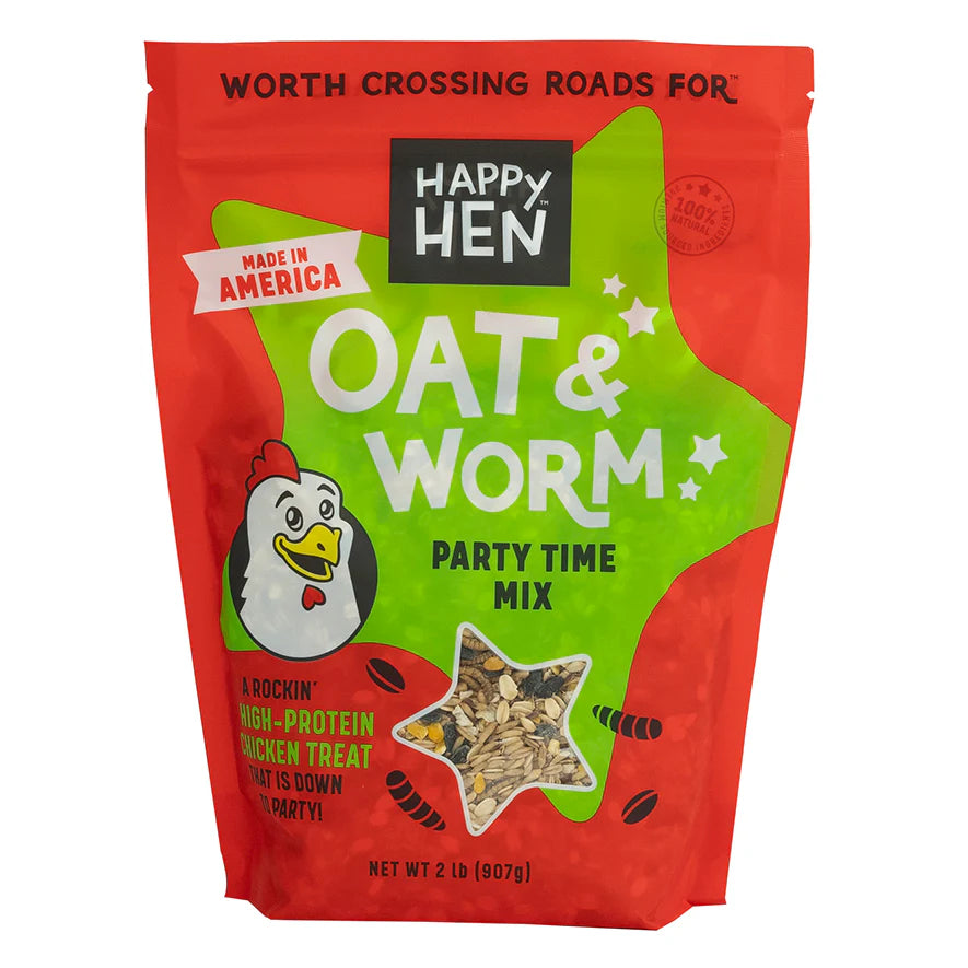 Happy Hen Party Time Mix | Worm & Oat Treat for Chickens | 2 lb ...