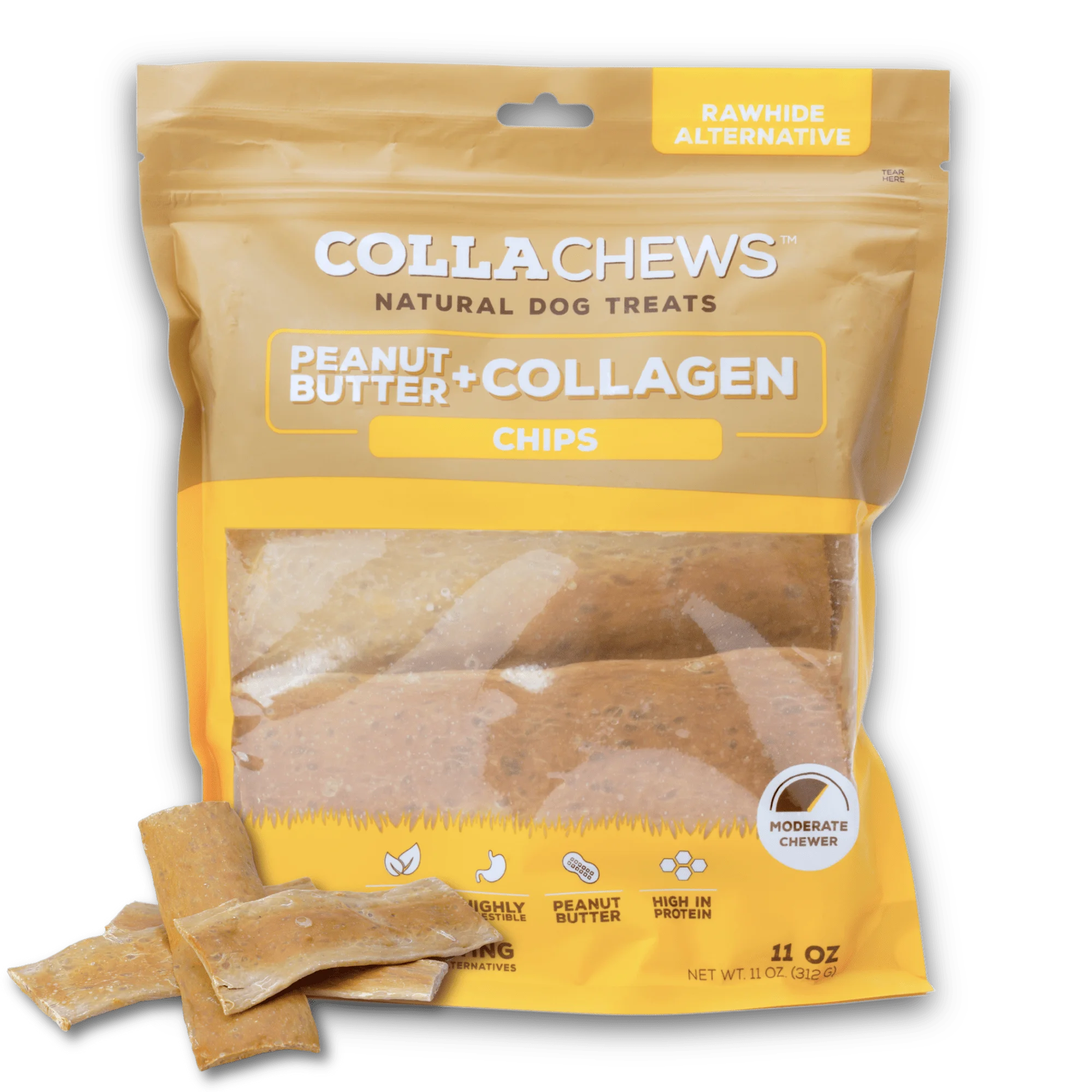 Collachews Peanut Butter Chips | Healthy, Rawhide-Free Collagen Dog Ch ...